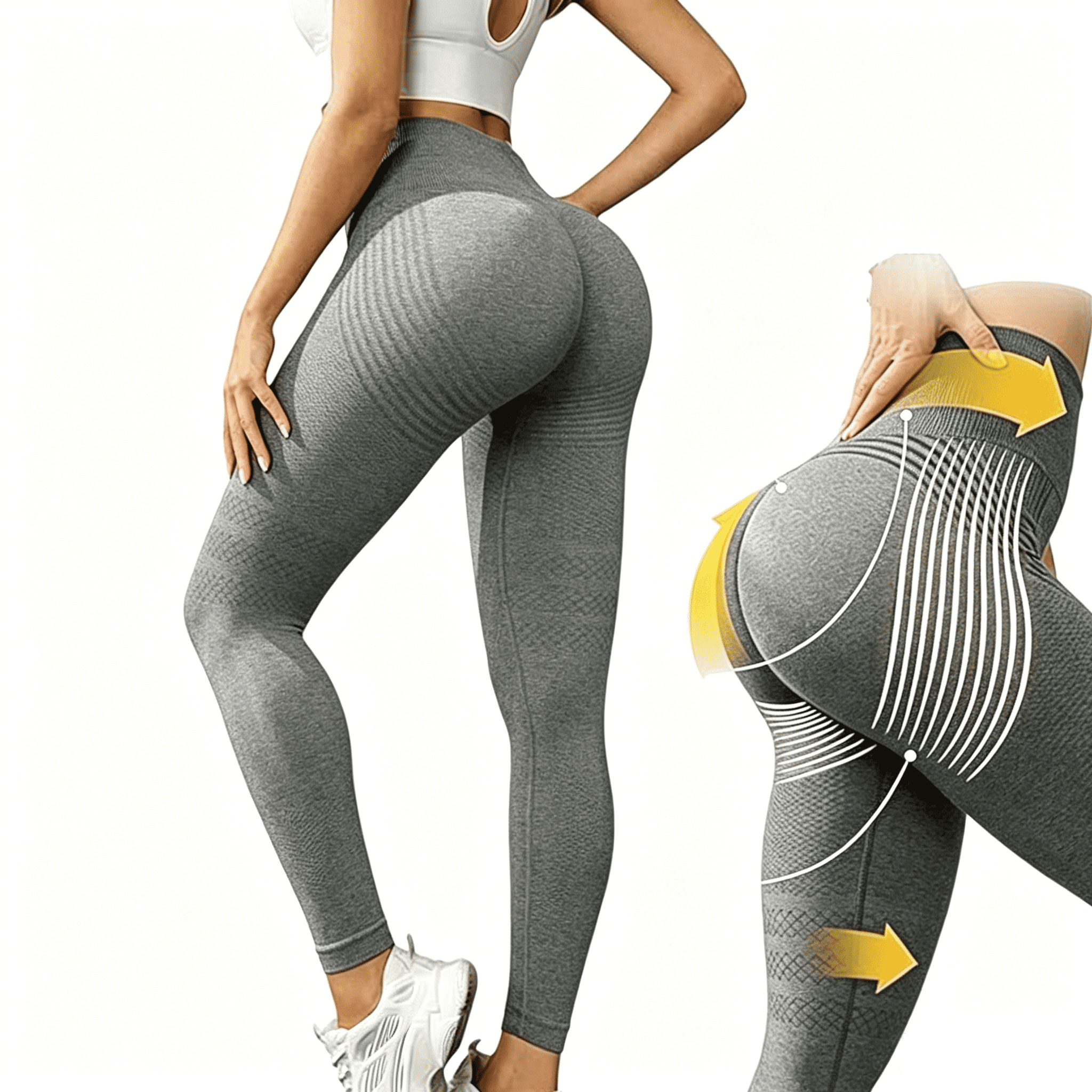 3D Compression Leggings, High Waist Tummy Control Resistance Band Yoga ...