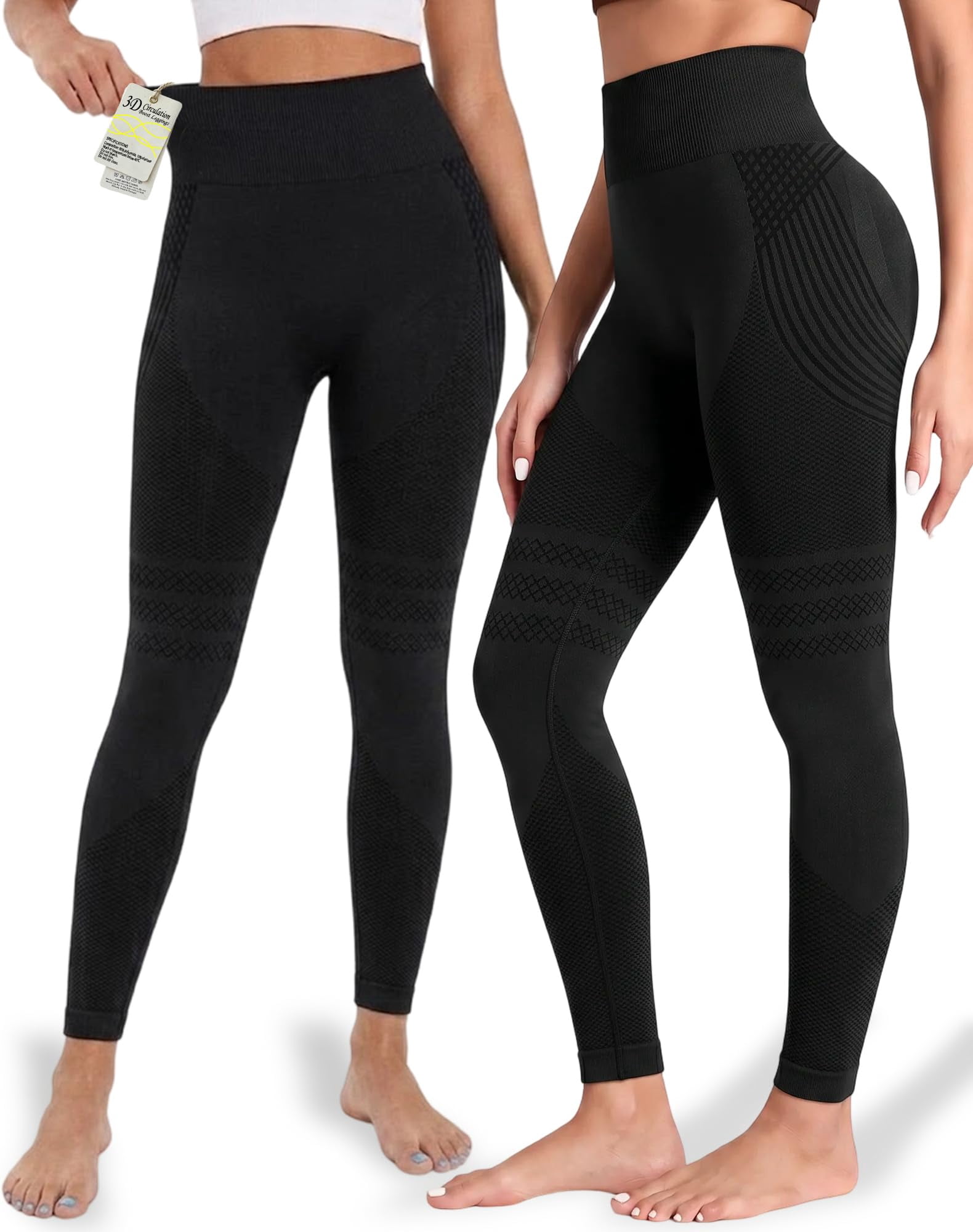 3D Compression Leggings, Seamless Scrunch Compression Gym Leggings ...