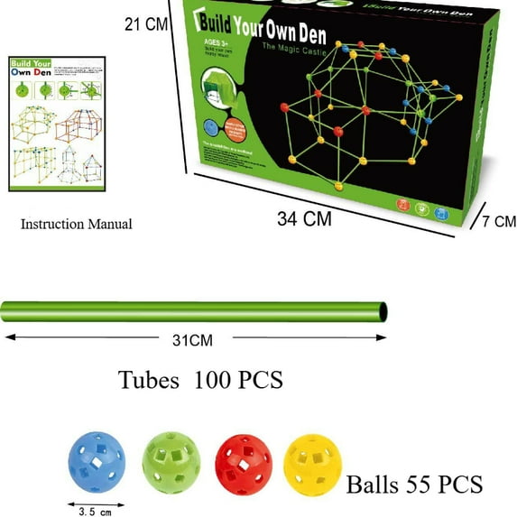 3D Construction Toys DIY Castle Building Block Kit Children Pretend ...