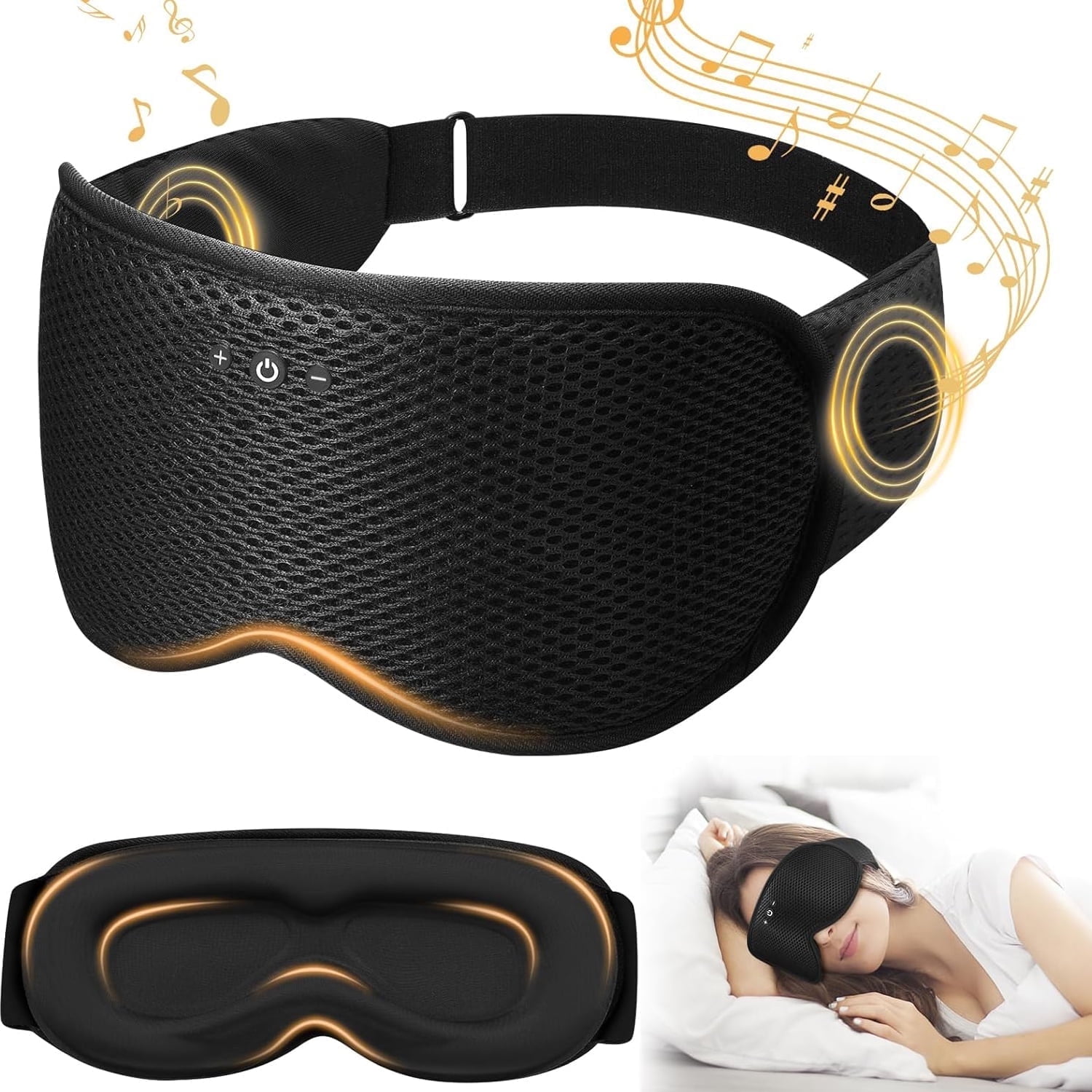 SZHT 3D Bluetooth Sleep Mask with Ultra-Thin Speakers - Memory Foam Eye ...