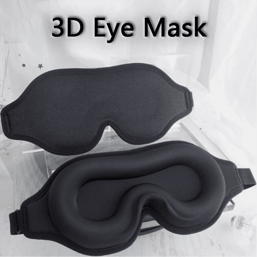 3D Contoured Sleep Mask for Travel - Blackout Silk Eye Cover with Soft ...