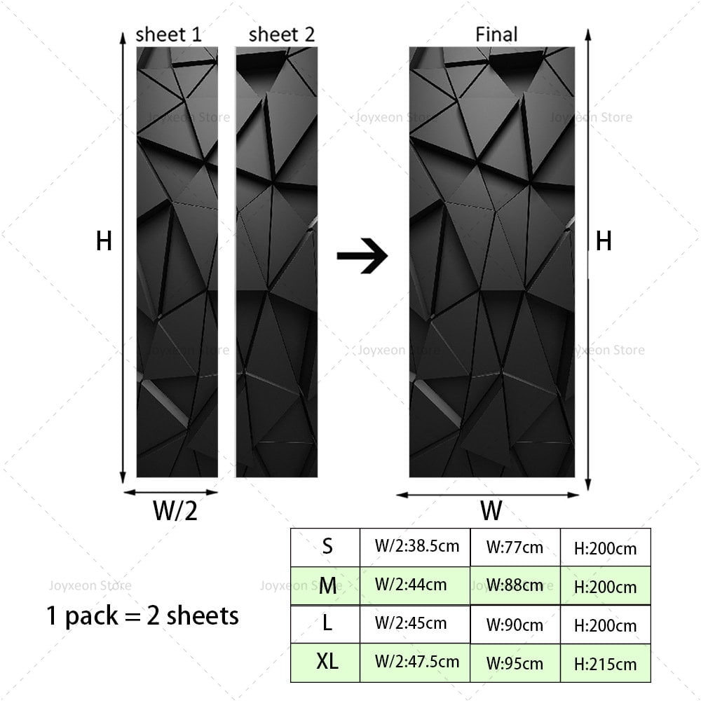 3D Cool Door Sticker Black and White Style Geometric Door Home Decor ...