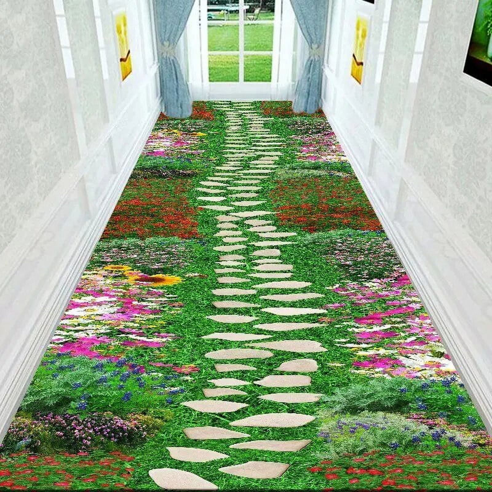 3D Corridor Green Garden Path Long Carpet Living Room Decoration Home ...
