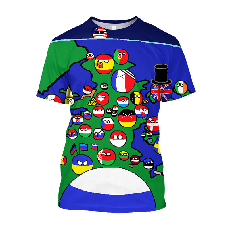 3D Countryball Printed T-shirts For Men Polandball National Ball ...