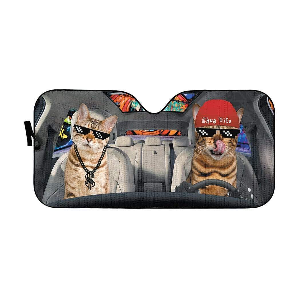 3D Couple Bengal Cat Car Auto Sunshades Windshield Heat Protection, Pet ...