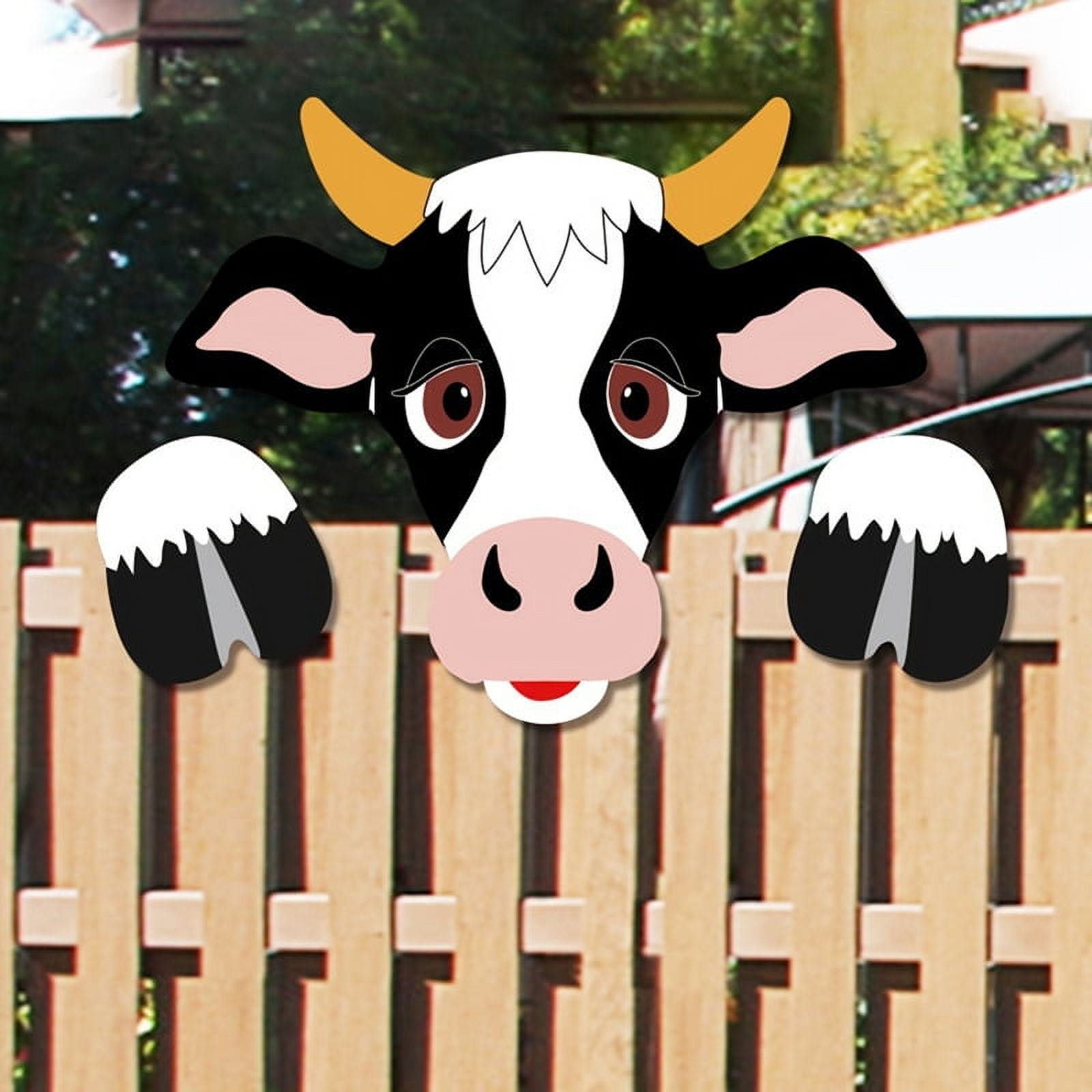 3D Cow Fence Peeker Decor Cute PeekabooFarm Animal Yard Decoration PVC ...