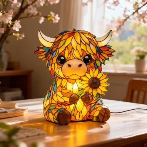 3D Cow Shape LED Night Light, Sunflower Design for Desk and Bookshelf ...