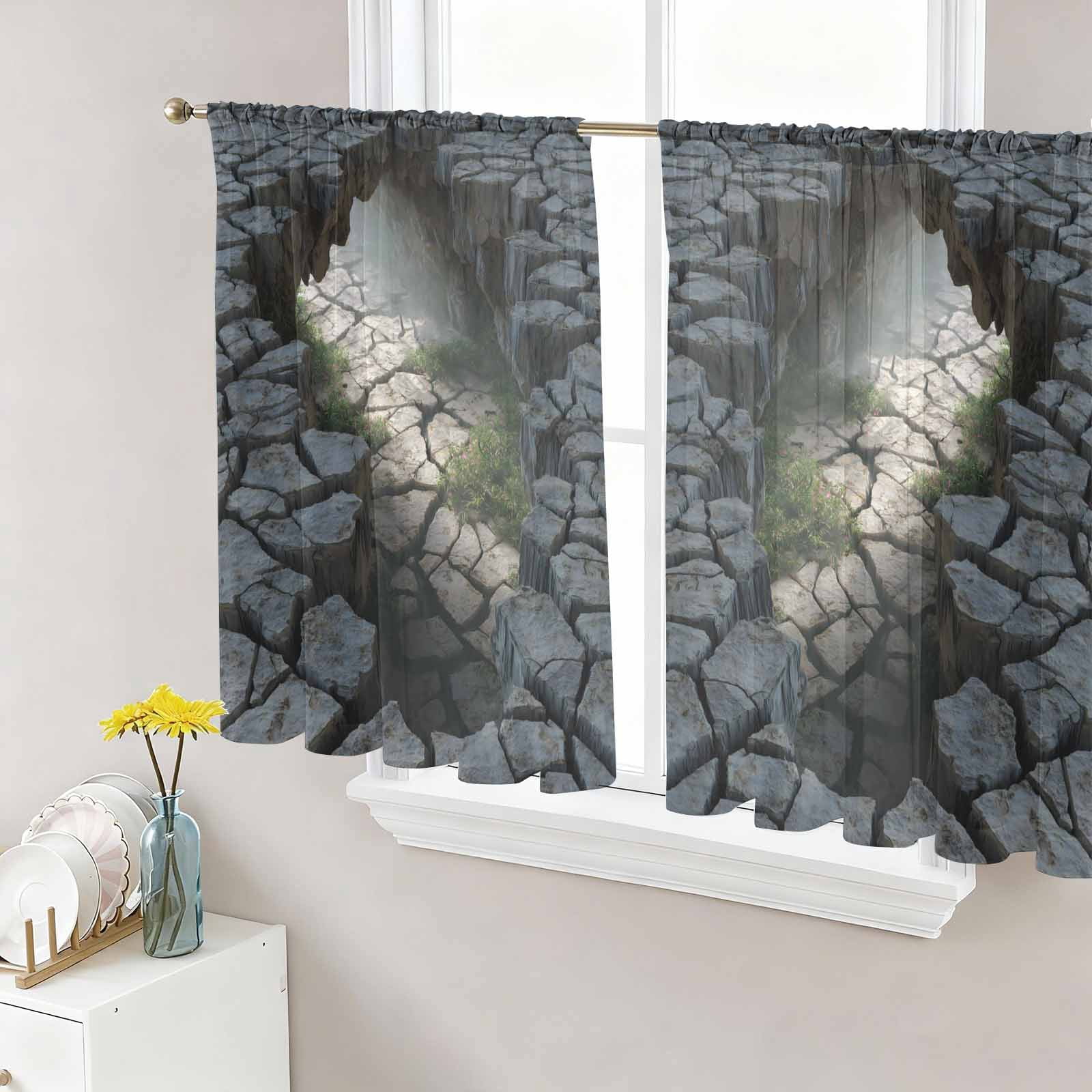3D Cracked Ground Sheer Curtains for Living Room Bedroom Path Modern ...