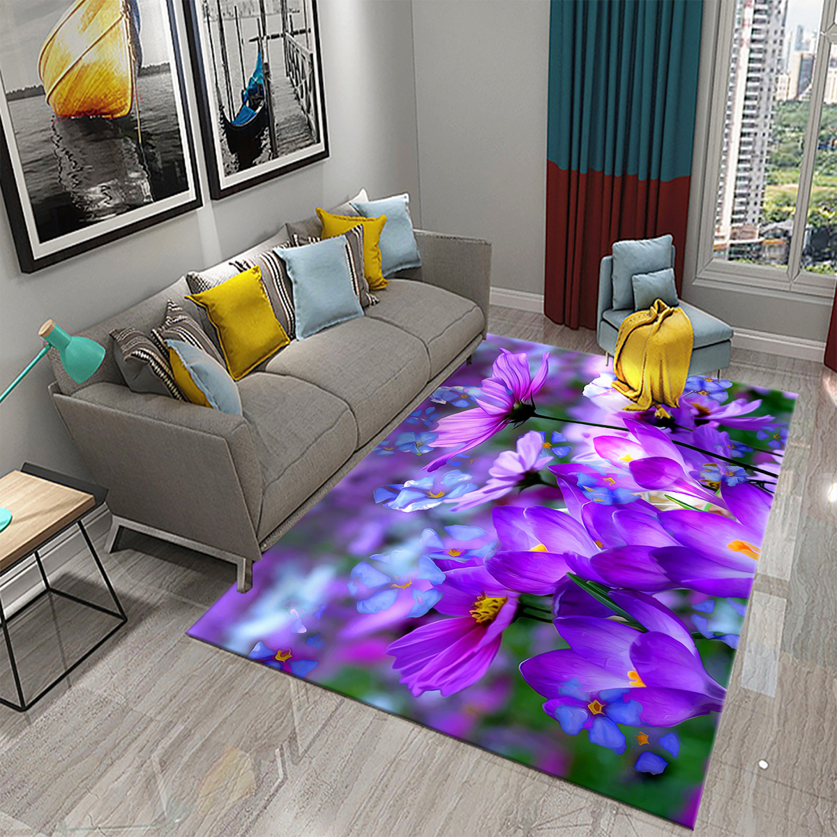 3D Creative Colorful Flower Carpets for Living Room Bedroom Area Rugs ...