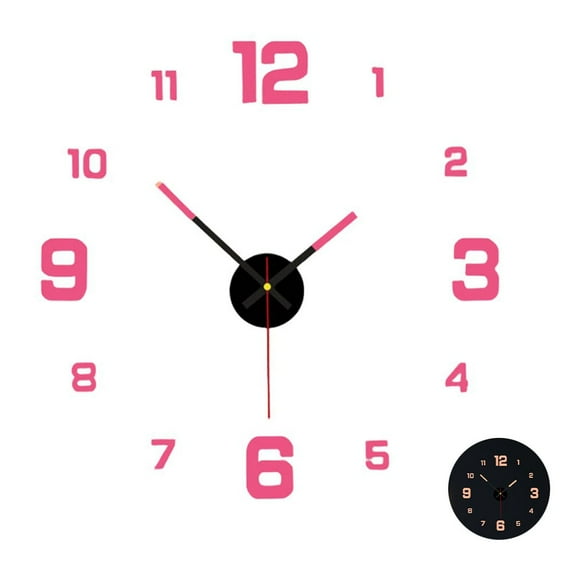 3D Creative Diy Clock Luminous Wall Hanging For Pink Punch-Free Silent ...