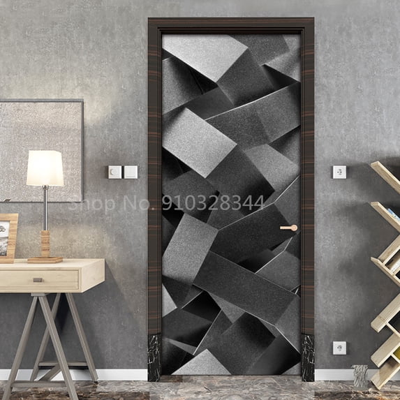 3D Creative Geometric Picture Door Sticker Home Design Decorative Door ...