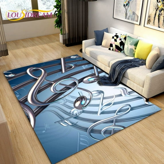 3D Creative Music Notes Area Rug Large Carpet Rug for Living Room ...