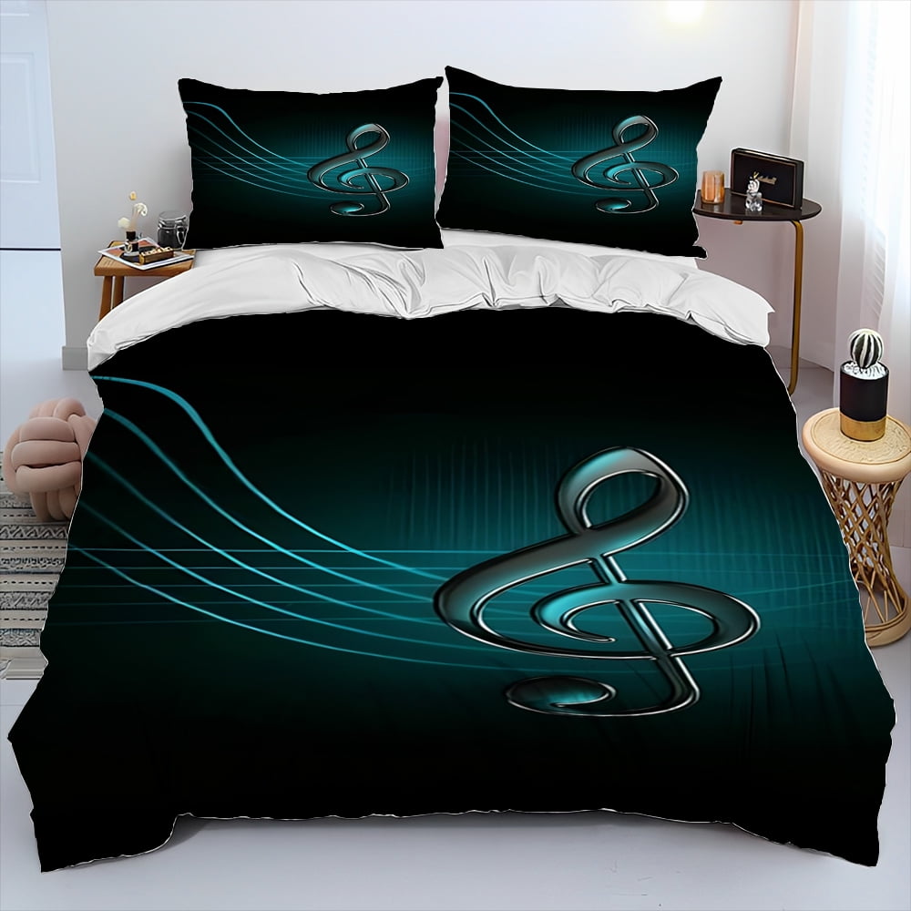 3D Creative Music Notes Art Cartoon Comforter Bedding Set Duvet Cover ...
