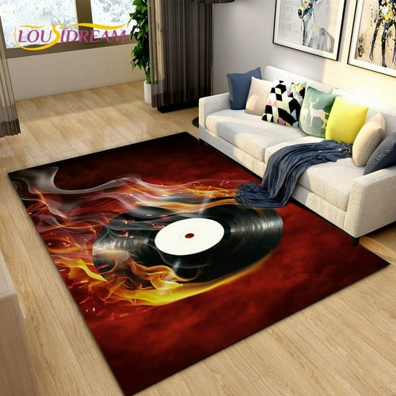 3D Creative Music Vinyl Record Area Rug Carpet Rug for Living Room ...