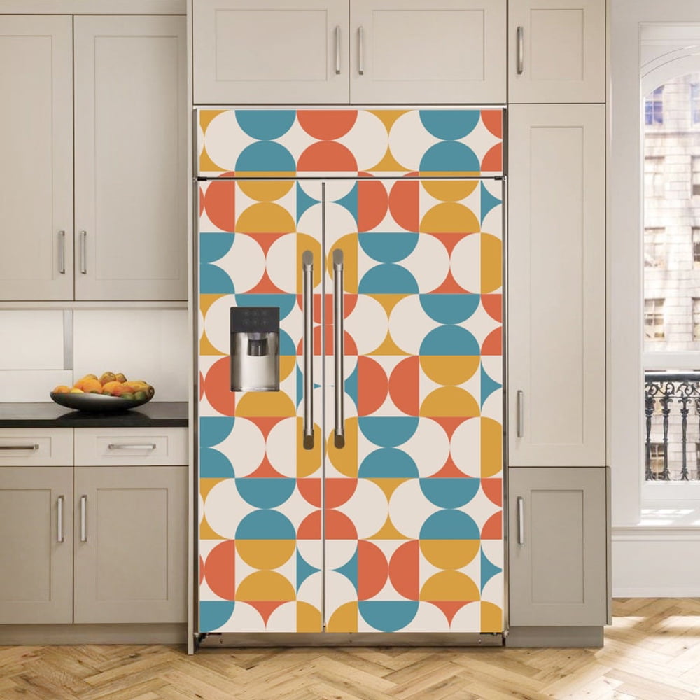 3D Creative Refrigerator Door Sticker Retro Art Refrigerator Wallpaper ...