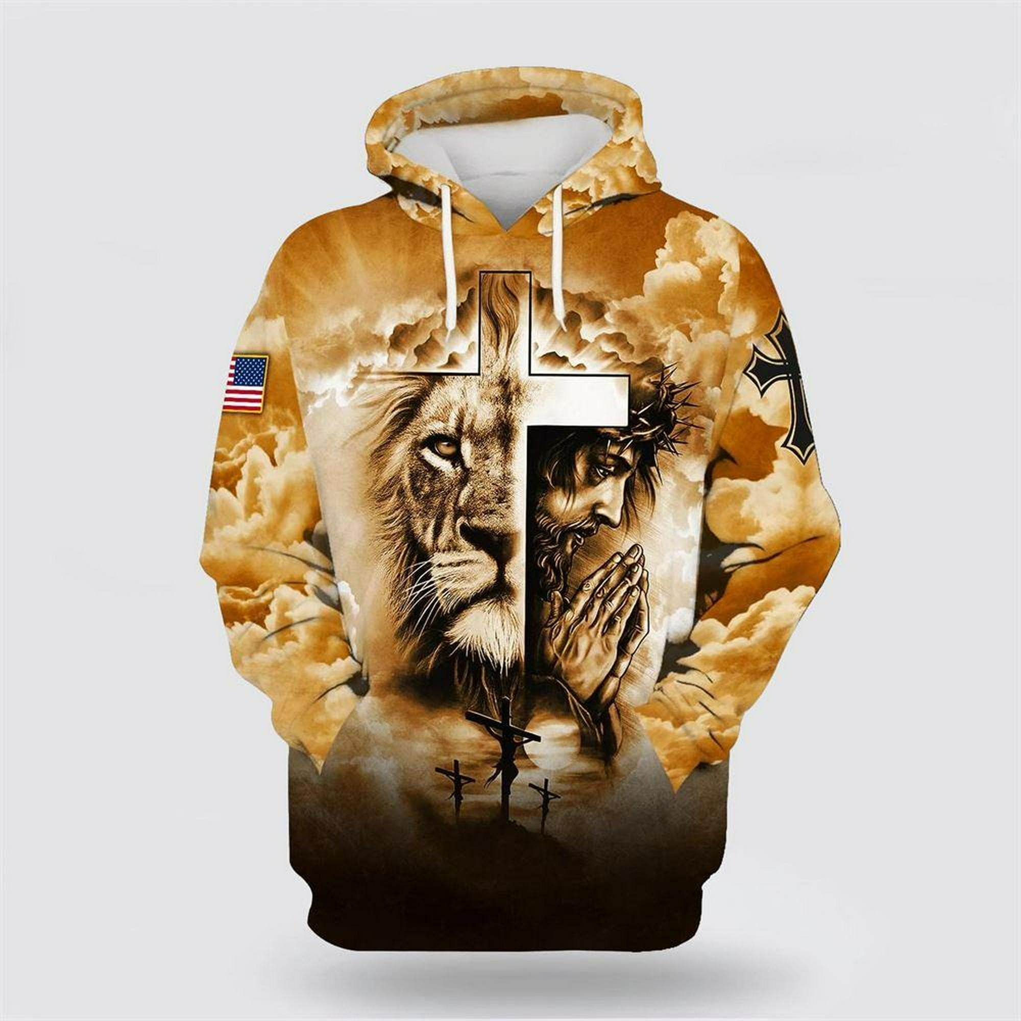 3D Cross Hoodie Unique Lion of Judah Design Perfect for Faithful ...