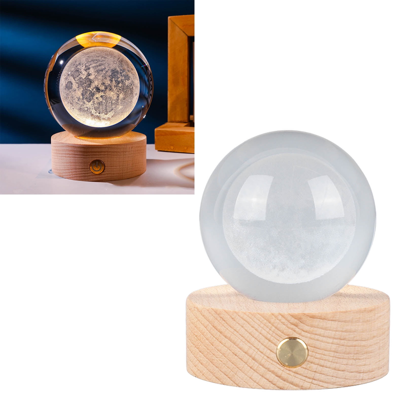 3D Crystal Ball Luminous Clear Sculpture Round Astronomy Ball Miniature ...