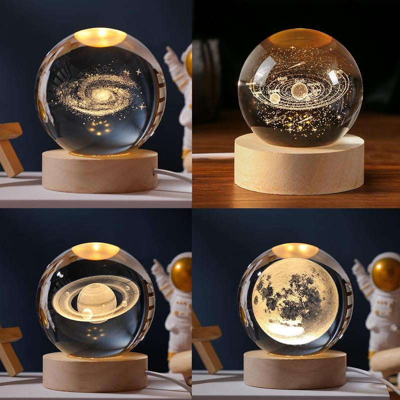 3D Crystal Ball Night Light - 60mm Solar System, Milky Way, Saturn ...