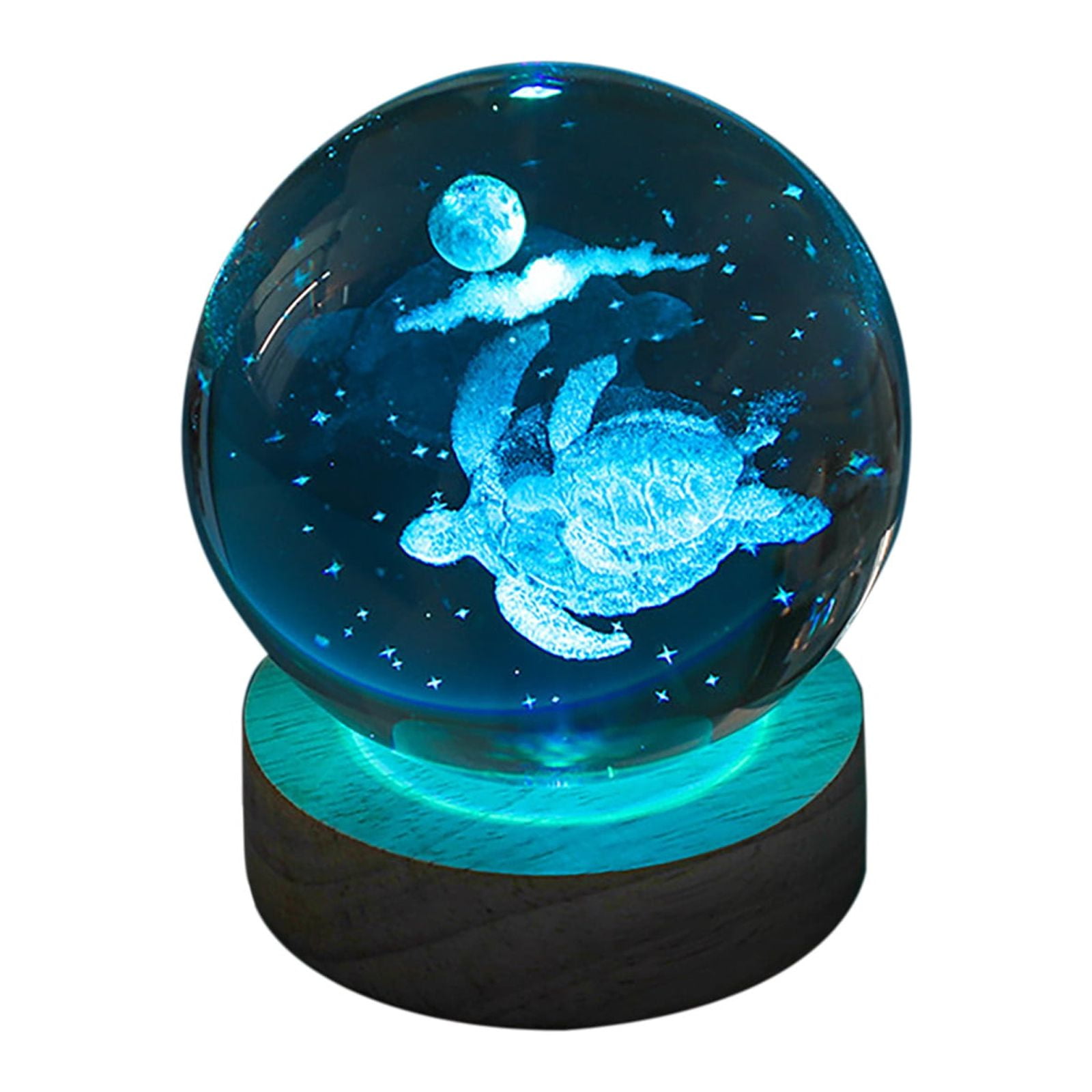 3D Crystal Ball Night Light for Kids with Colorful LED Light Base ...