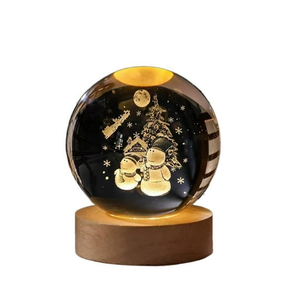 3D Crystal Ball Night Light with Galaxy & Planetary Projection, USB ...