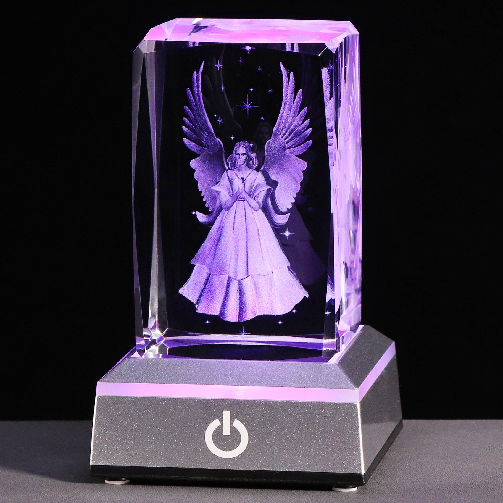 3D Crystal Engraved Guardian Angel Gifts with Colorful Light Base ...