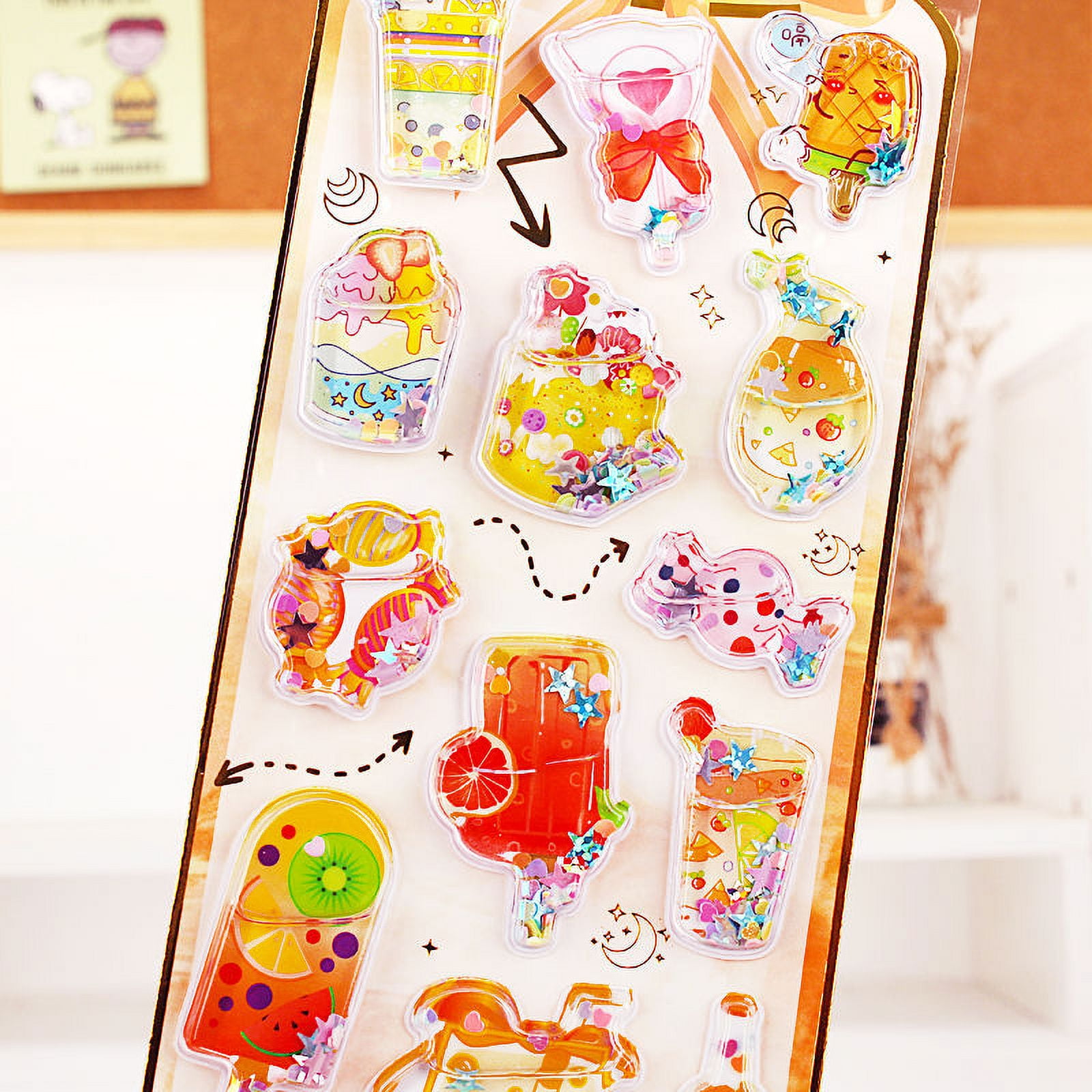 3D Crystal Gem Water-Filled Stickers - Cute Cartoon Sweets & Fruits for ...