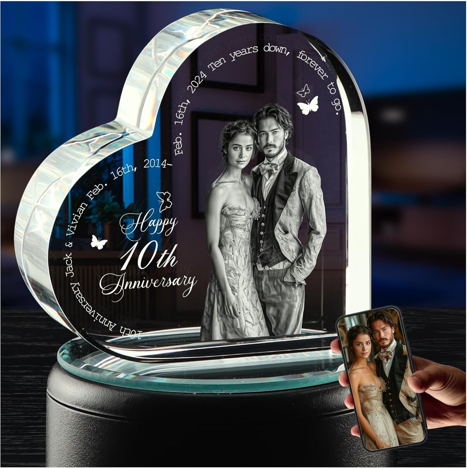 3D Crystal Photo, Custom Gifts for Couples Man Women Wife Husband Her ...