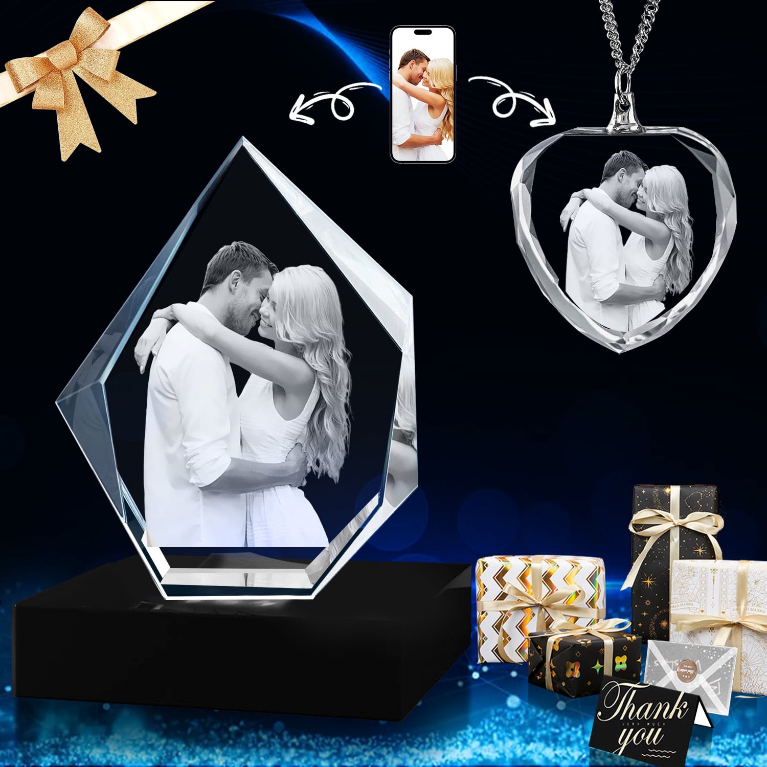 3D Crystal Photo and Necklace Iceberg Shape Innovation Crystal Picture ...