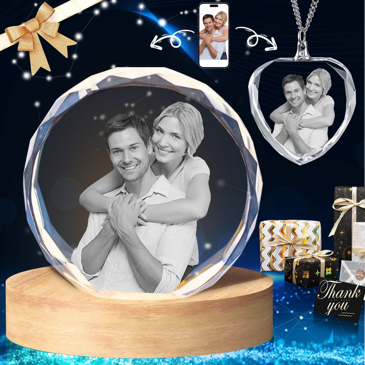 3D Crystal Photo Round Shape Innovation Crystal Picture Personalized ...