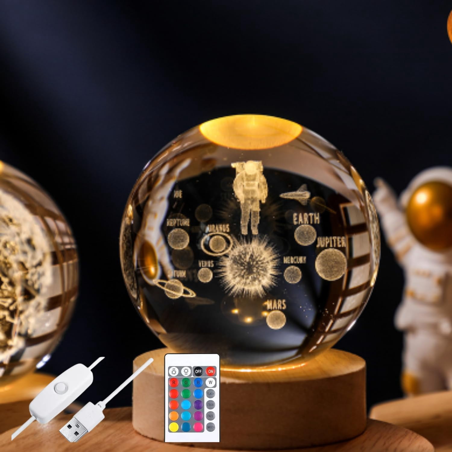 3D Crystal ball room glass art display with universe design made by ...