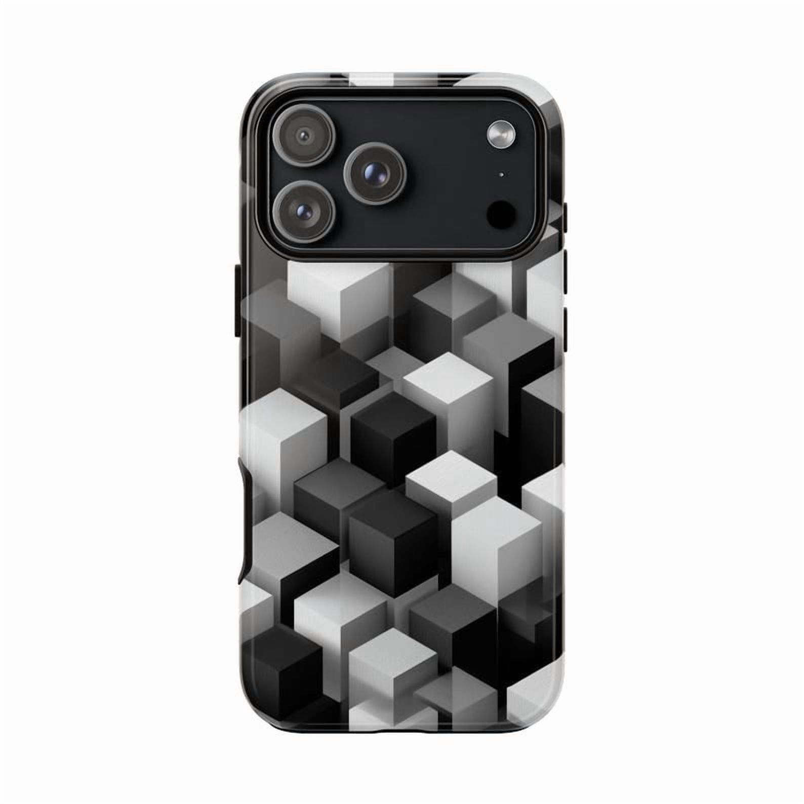 3D Cube Geometry Phone Case Bold Colorful High Contrast Artwork with ...