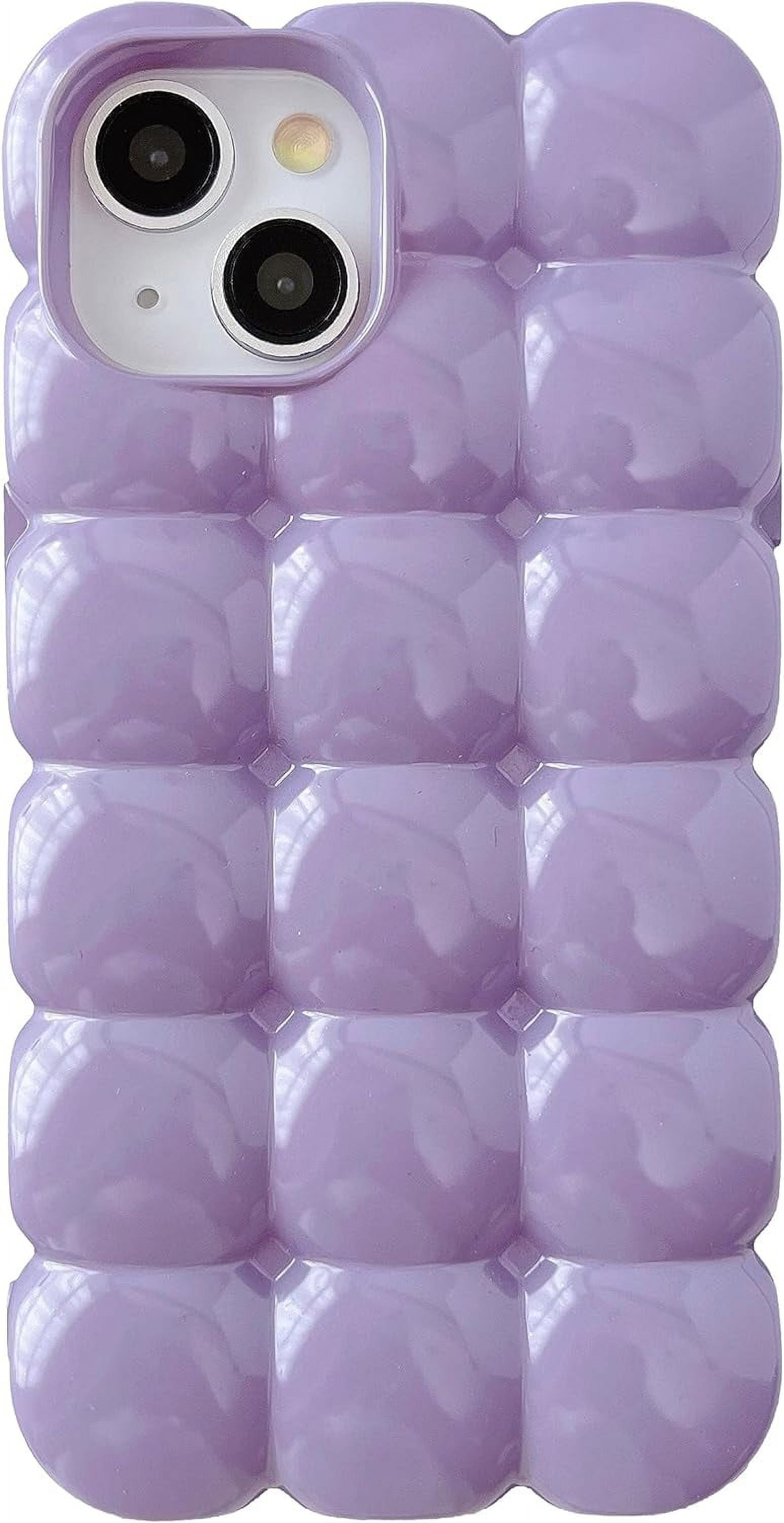 3D Cube Grid Candy Color Soft Compatible with iPhone Case (Purple ...