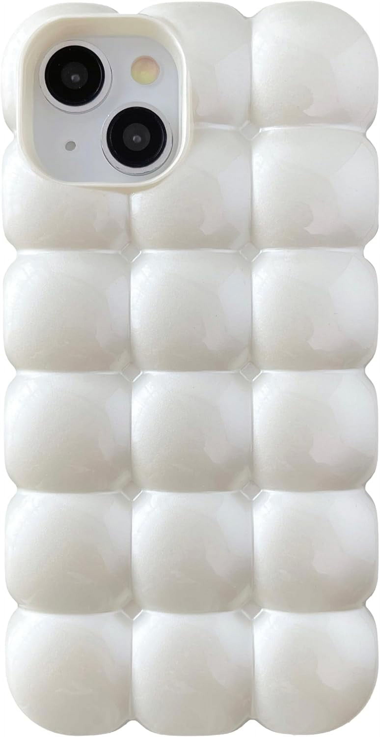 3D Cube Grid Candy Color Soft Compatible with iPhone Case (White,iPhone ...