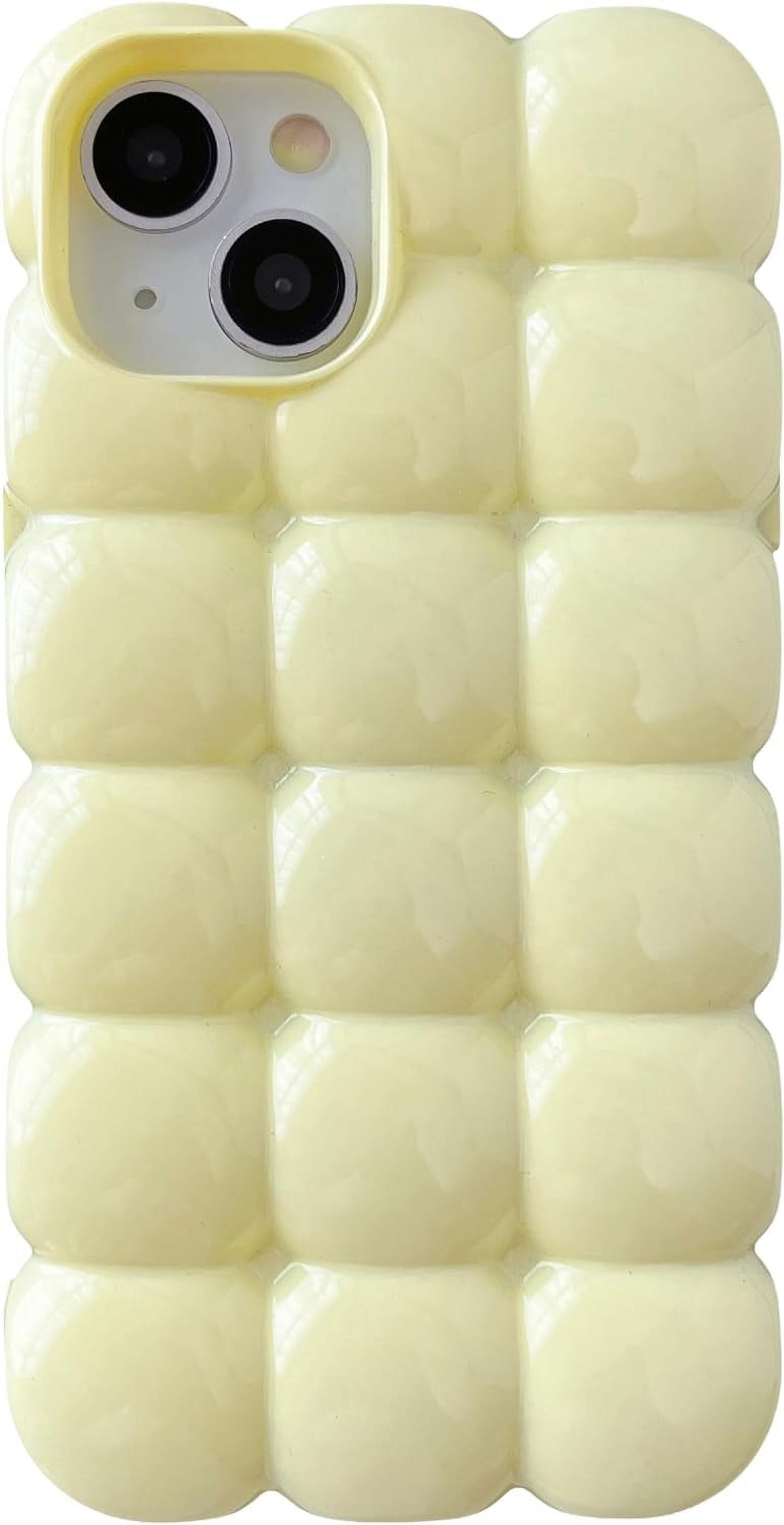 3D Cube Grid Candy Color Soft Compatible with iPhone Case (Yellow ...