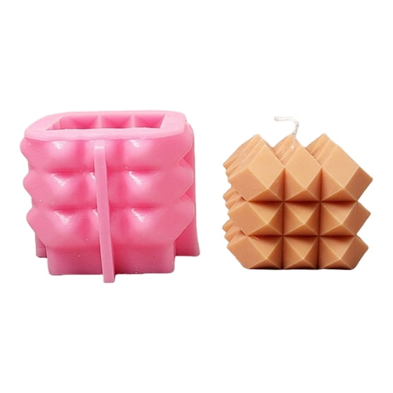 3D Cubic Shape Silicone Candle Molds for Candle Soap Making Epoxy Resin ...
