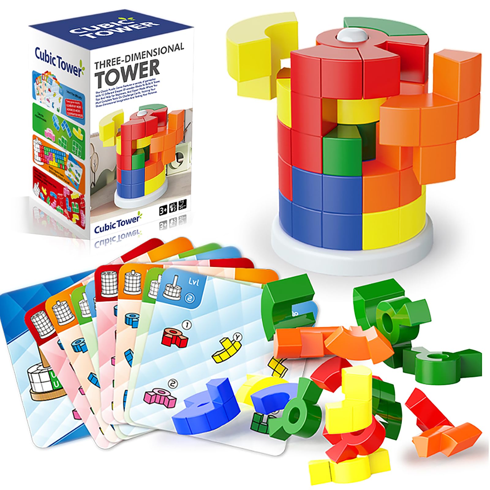 3D Cubic Tower Puzzle AIF4 for Kids, STEM Block Puzzle Cube Montessori ...