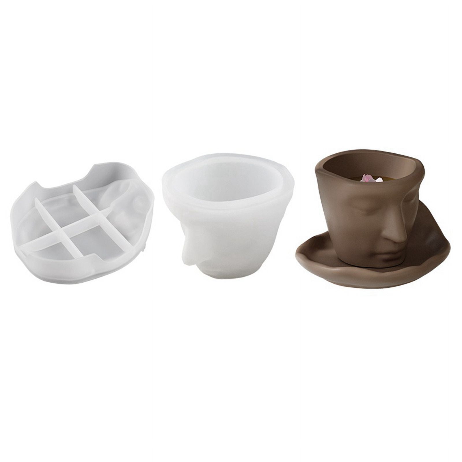 3D Cup Mould Abstract Face Coffee Mold Flowerpot Plants Cement Vase ...