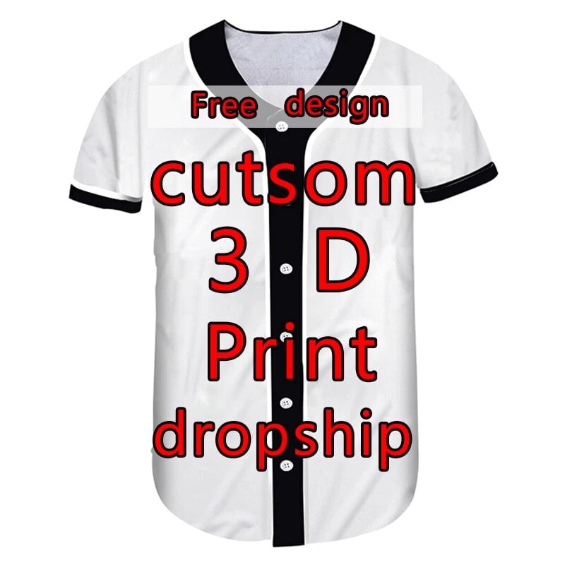3D Custom DIY Baseball Jersey Men Button Shirt Casual Design Ball ...