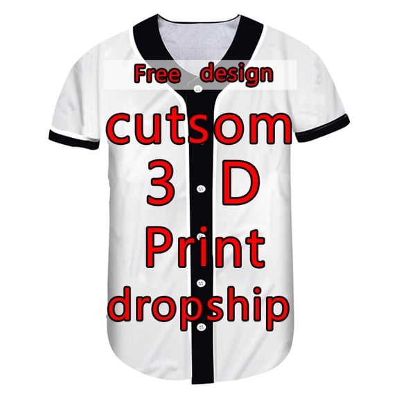 3D Custom DIY Baseball Jersey Men Button Shirt Casual Design Ball ...