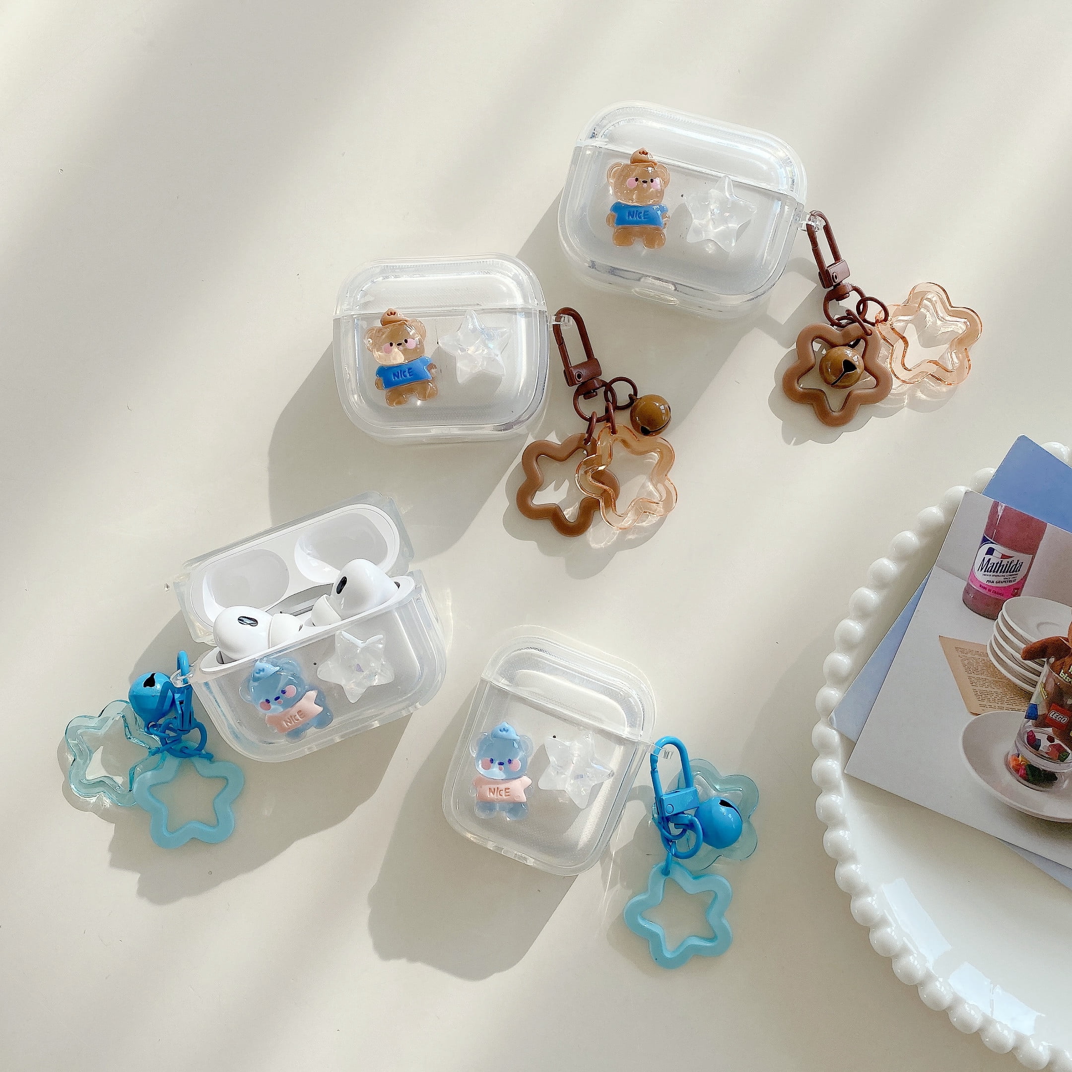 3D Cute Cartoon Bear Headsets Cover Silicone Earphones Case for Airpods ...