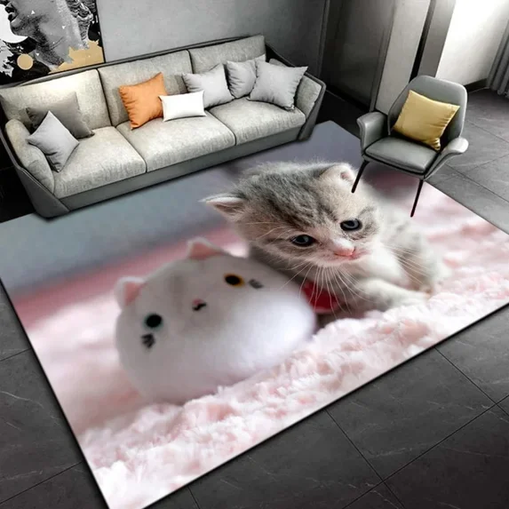 3D Cute Cat Animal Pattern Carpet Lovely Pet Kitten Area Rug for ...