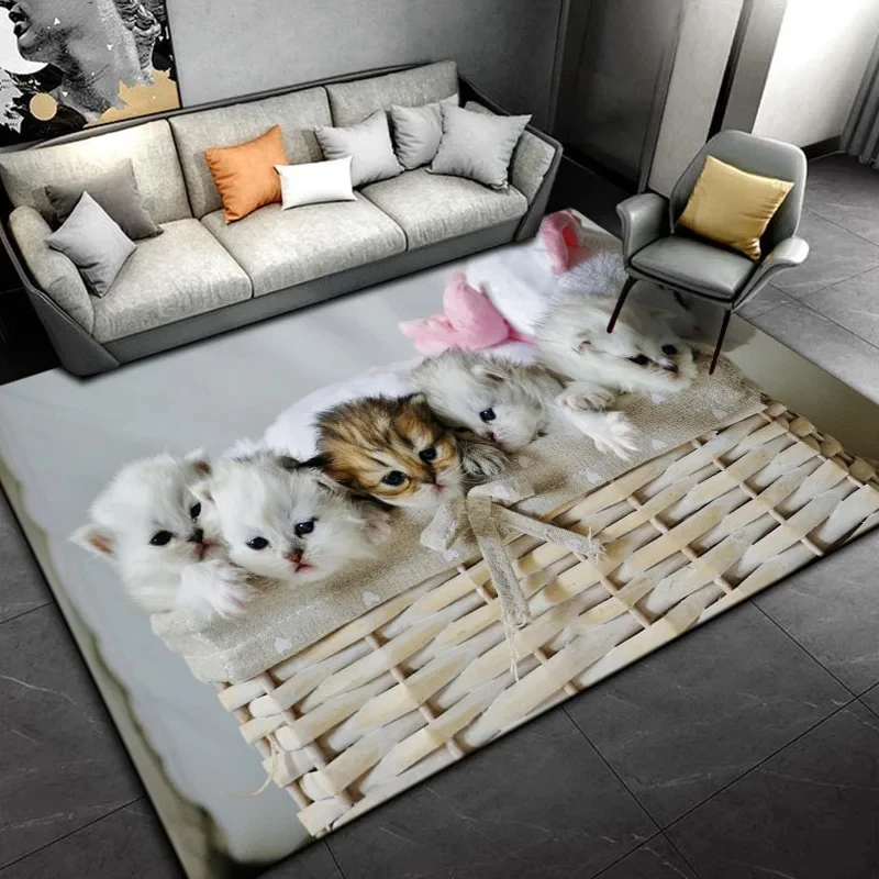 3D Cute Cat Animal Pattern Carpet Lovely Pet Kitten Area Rug for ...