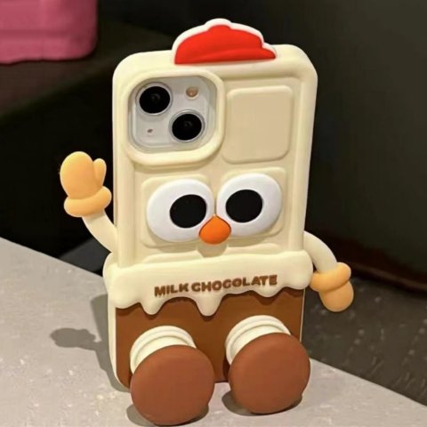 3D Cute Chocolate Milk Robot Soft Phone Case For iPhone 15 Pro MAX ...
