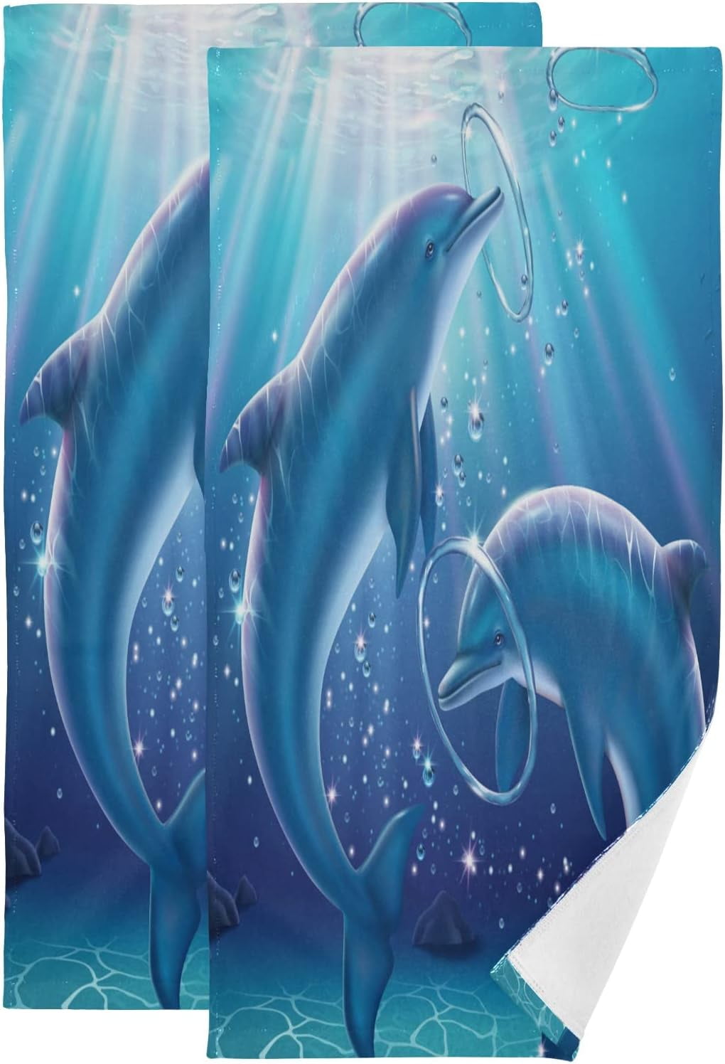3D Cute Dolphin Bubble Hand Towels 2 PCS, Summer Sea World Kitchen ...