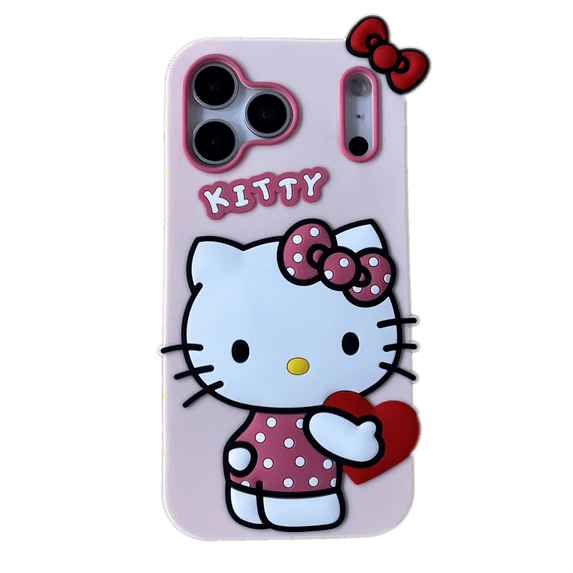 3D Cute Kitty Cat Cartoon Silicone Girly Phone Case Shockproof Protective Cover for iPhone 6 7 8 ...