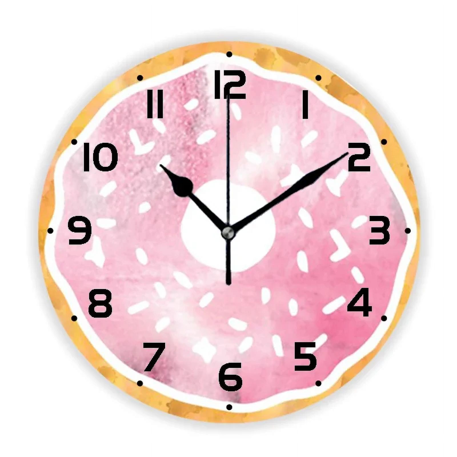 3D Cute Pink Watercolor Donut with Sprinkles Kitchen Wall Clock Girly ...