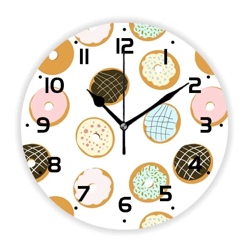 3D Cute Pink Watercolor Donut with Sprinkles Kitchen Wall Clock Girly ...