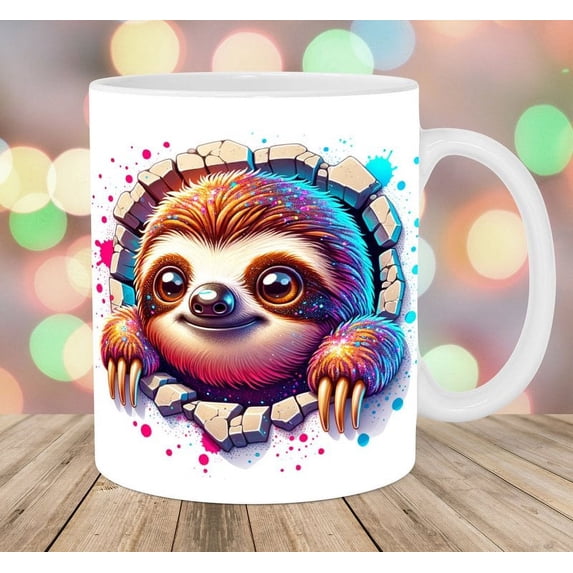 3D Cute Sloth Hole In A Wall Mug | Ceramic Coffee Cup | Decorative Home ...