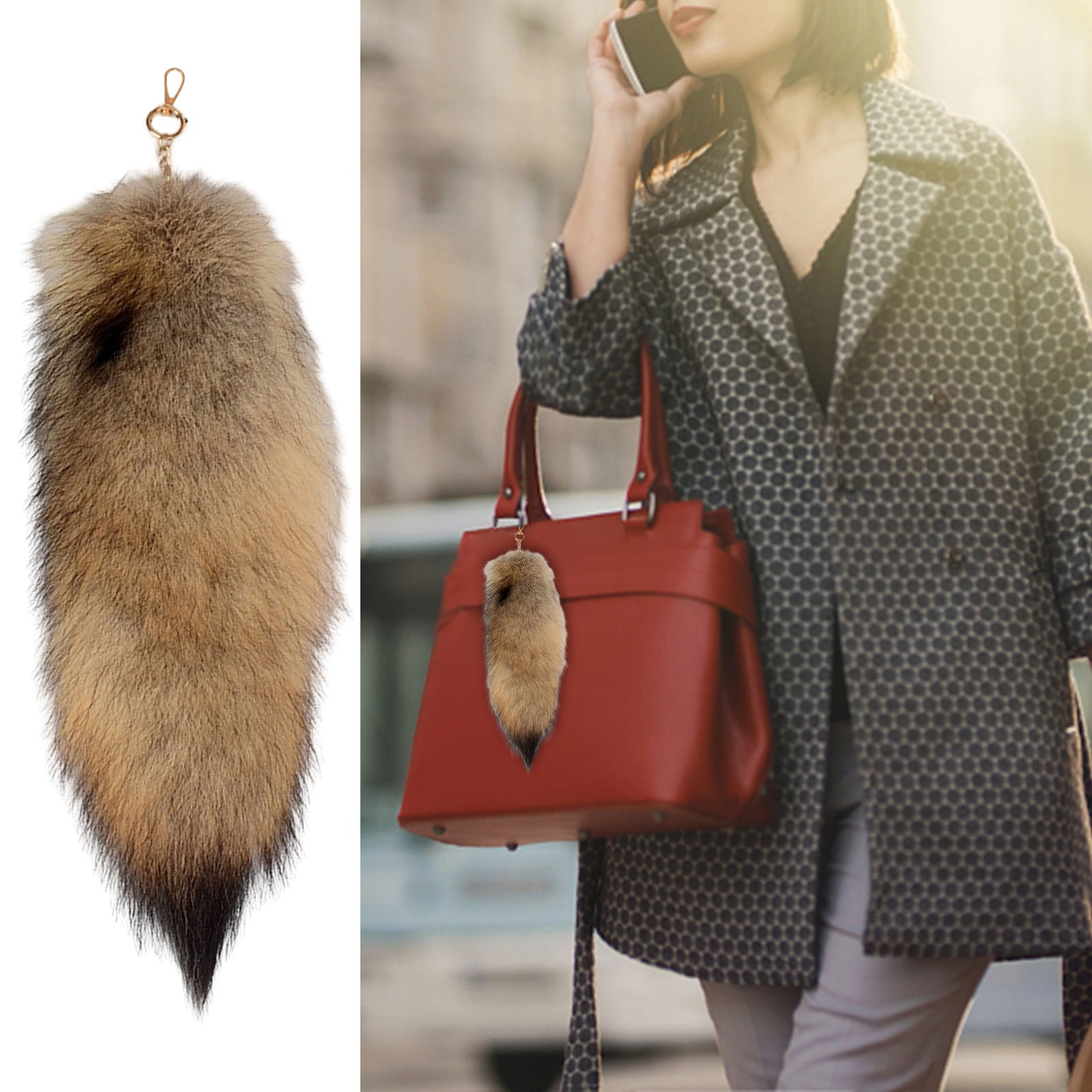 Keychains 3D Cute Tail Pendant for Women - Fashionable Hairy Animal ...