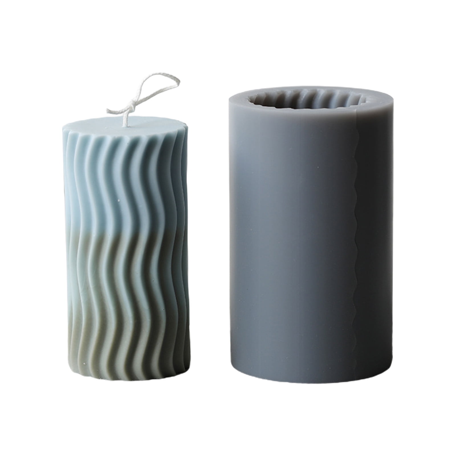 3D Cylinder Stripe Wave Candle Mold Silicone Clay Soap Mould for Making ...